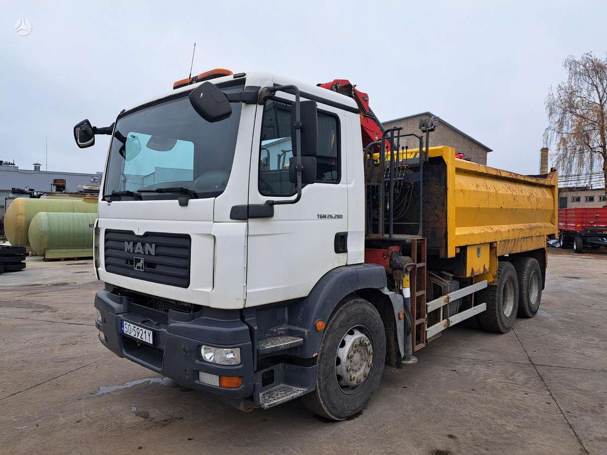MAN TGA 26.280, savivarčiai su kranu 2008-08 m., | A27018481