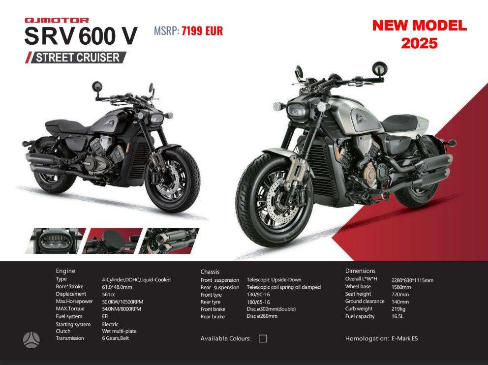 QJMOTOR SRV 600V 561cc, choppers / cruisers / custom 2025-01 m ...