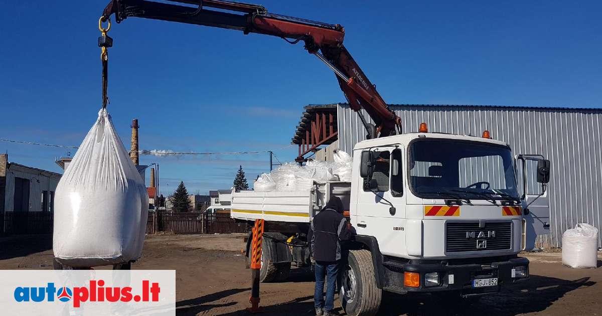 MAN 18.232 TRIPUSIS SAVIVARTIS, KRANAS GREIFERIS, самосвалы с краном ...