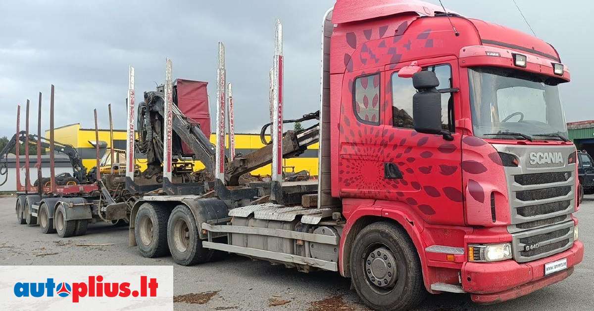 Scania 6x4 timber truck+ loglift + trailer, medienvežiai (miškavežiai ...