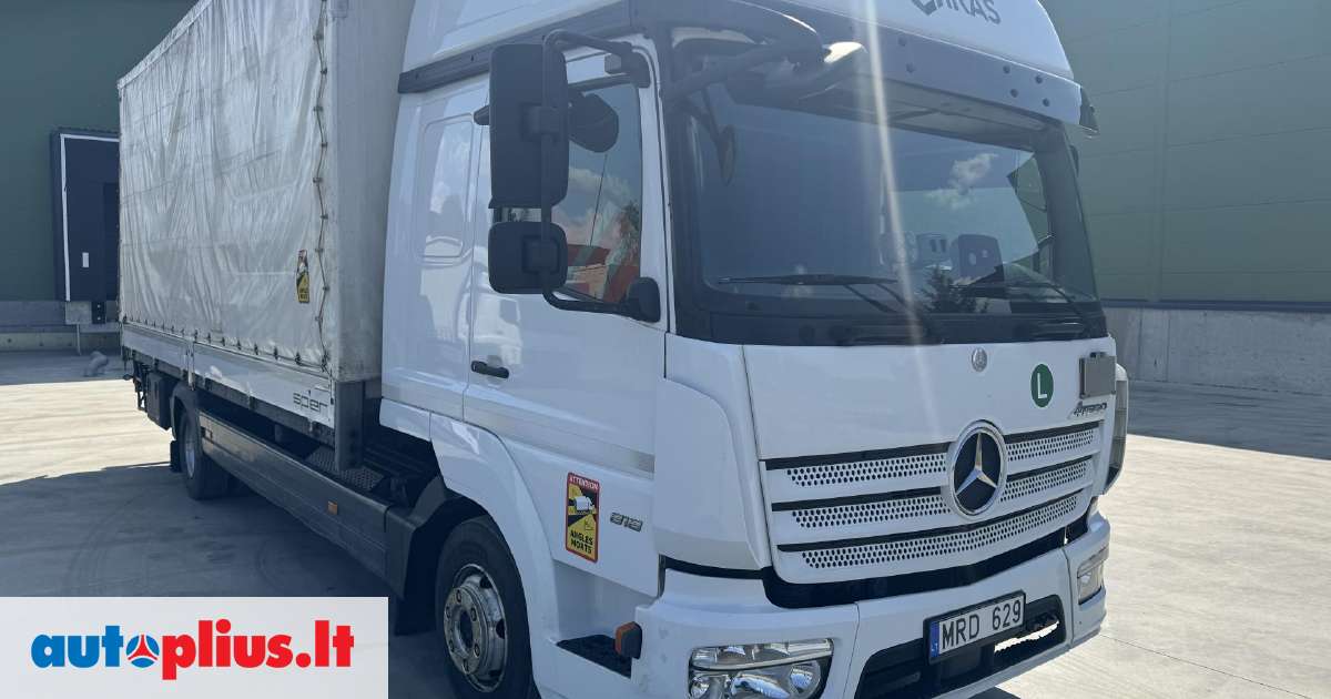 Mercedes-Benz Atego, dropside trucks with tarpaulin 2019-05 m., | A26590117