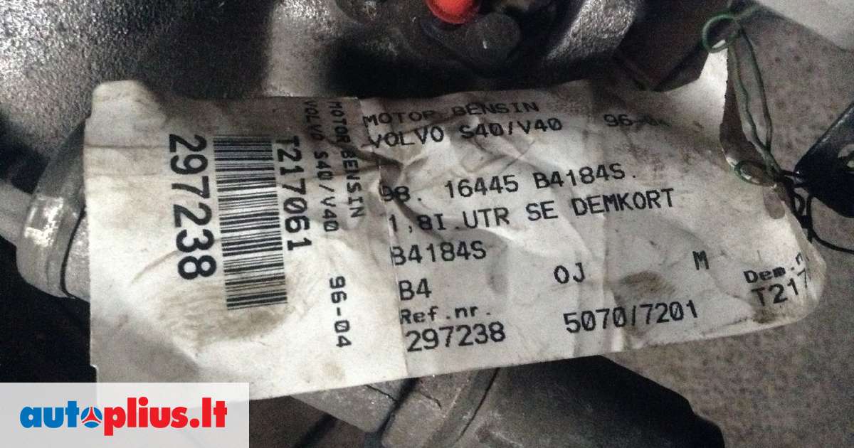 Volvo V40, B4184S, variklio detalės 2002 m., | A4552282
