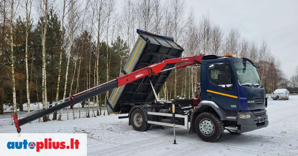 DAF 55.250, VERČIA į 3 PUSES,KEL.GALIA 10,7 T,KRANAS, BLOKIRUOTĖ ...